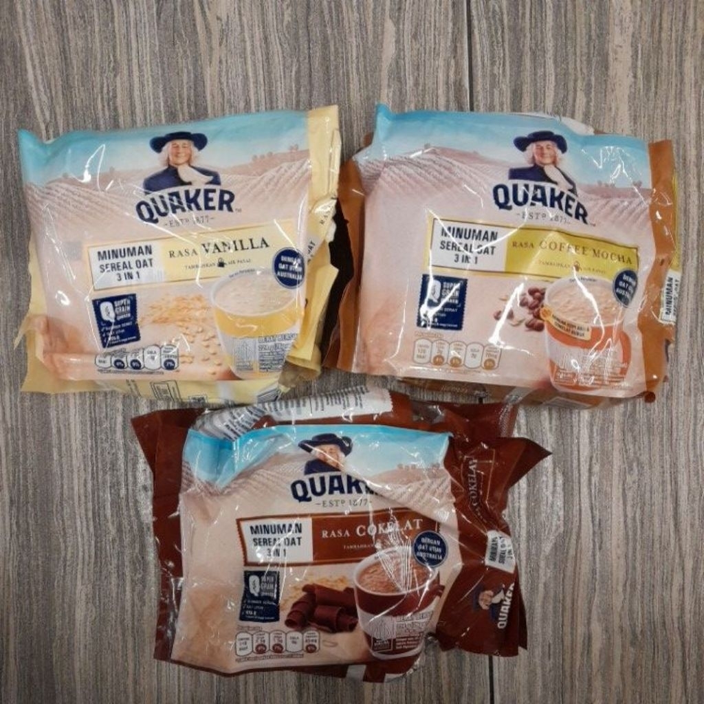 Jual Quaker 3 in 1 oat cereal sereal rasa COKLAT / VANILA / MOCHA ...