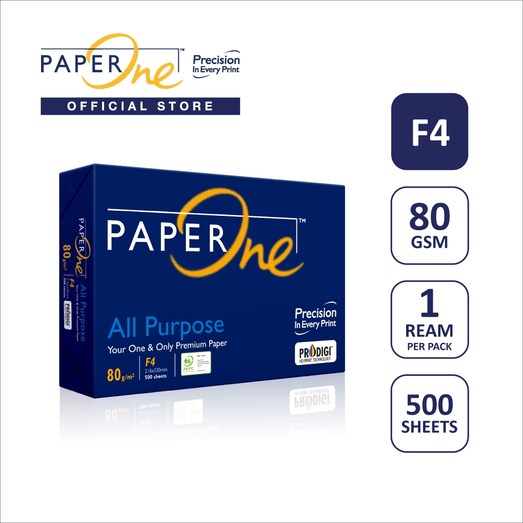 Jual PaperOne Kertas F4 80gr All Purpose 1 Rim (500 lembar) Kertas HVS ...