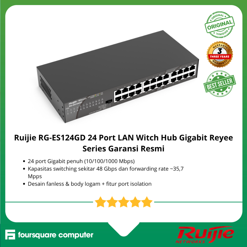 Jual Ruijie RG-ES124GD 24 Port LAN Witch Hub Gigabit Reyee Series ...