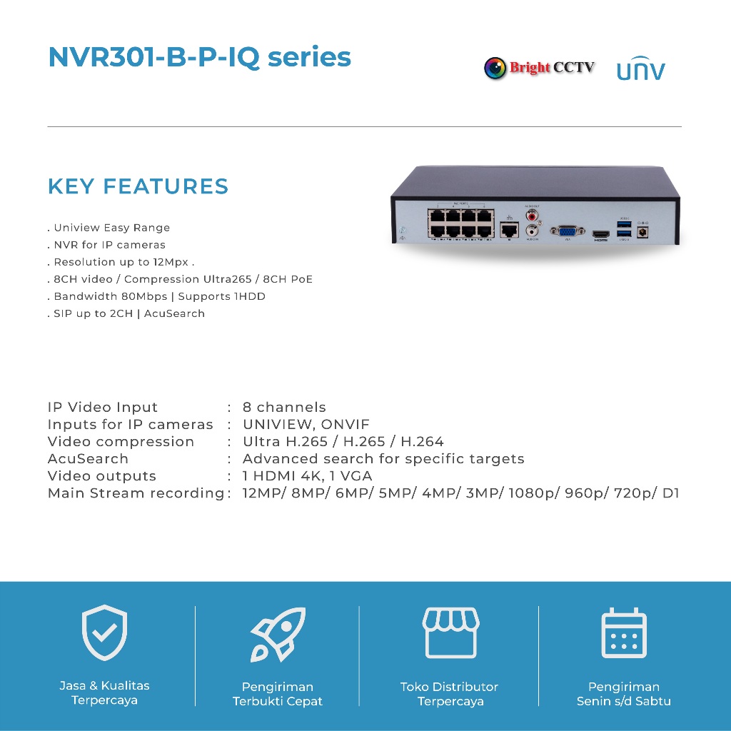 Jual UNV Uniview NVR301-08B-P8-IQ 8Channel | Shopee Indonesia