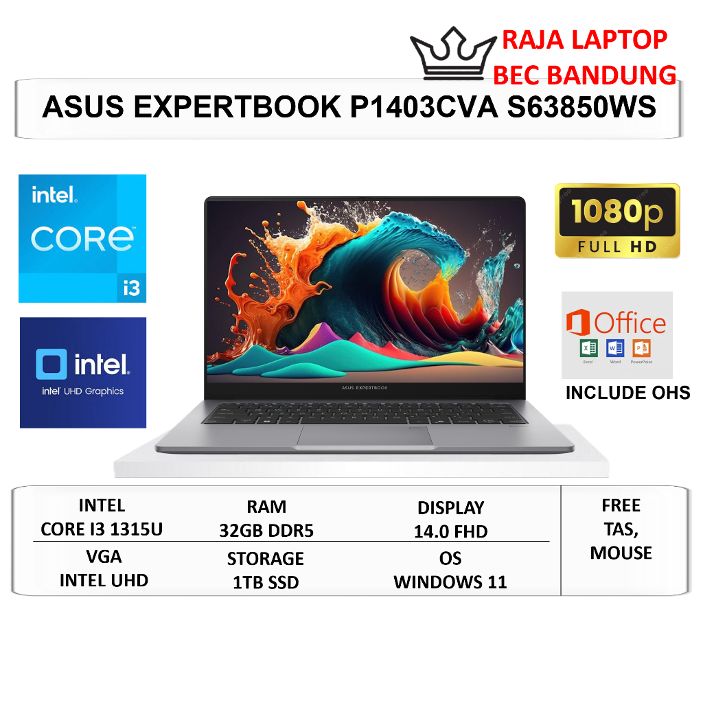 Jual Laptop Asus Expertbook P1 ntel Core i3 1315U Ram 32GB DDR5 SSD 1TB ...