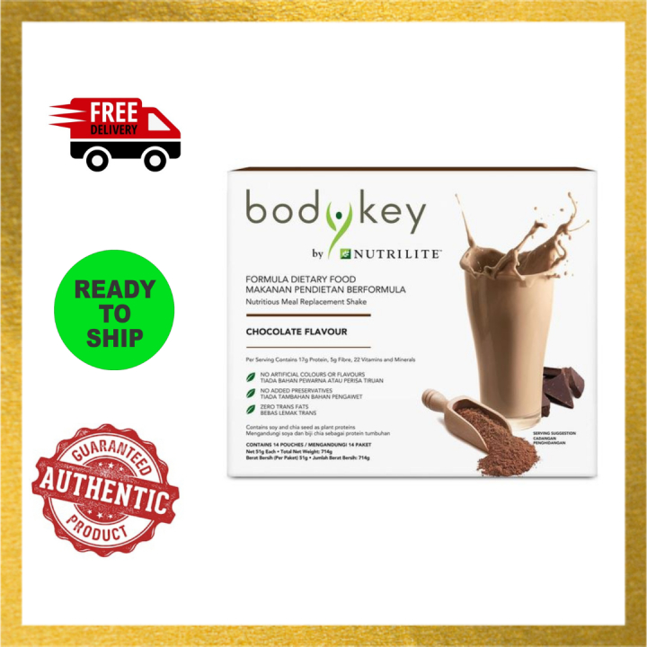 Jual Nutrilite Bodykey Chocolate High Fiber Protein 14 Sachet | Shopee ...