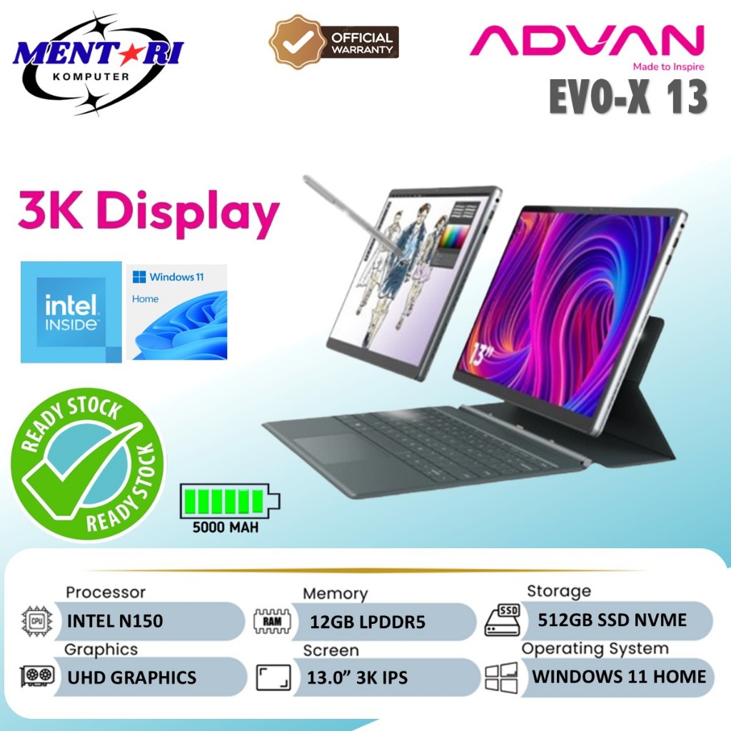 Jual ADVAN Laptop 2in1 EVO-X 13/16 Touchscreen Intel N150/i3-1215U ...