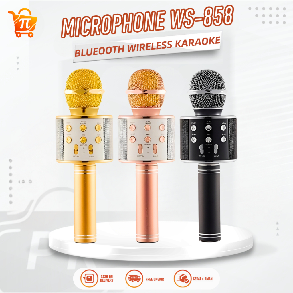 Jual PIMART Microphone Karaoke Mic Bluetooth WS - 858 Wireless Mikrofon ...