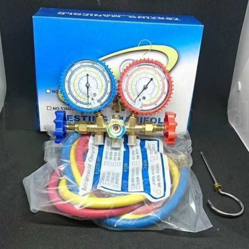 Jual Teasting Manifold double AC R22 R134 R404 R12 charging valve ...