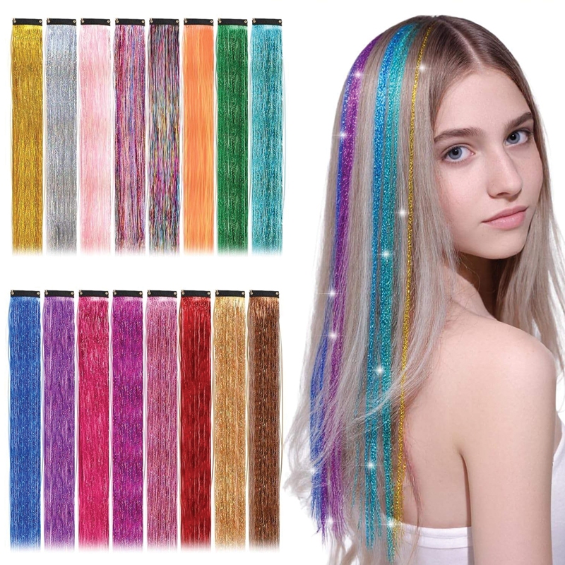 Jual BB Hair Tinsel Clip Extention Gliter Sparkle Shine Highlight ...