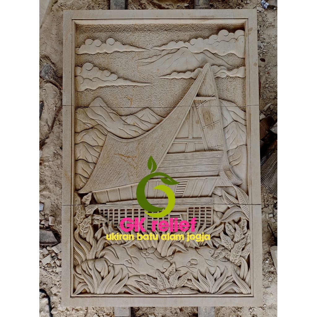 Jual relief batu paras jogja design rumah adat bolon | Shopee Indonesia