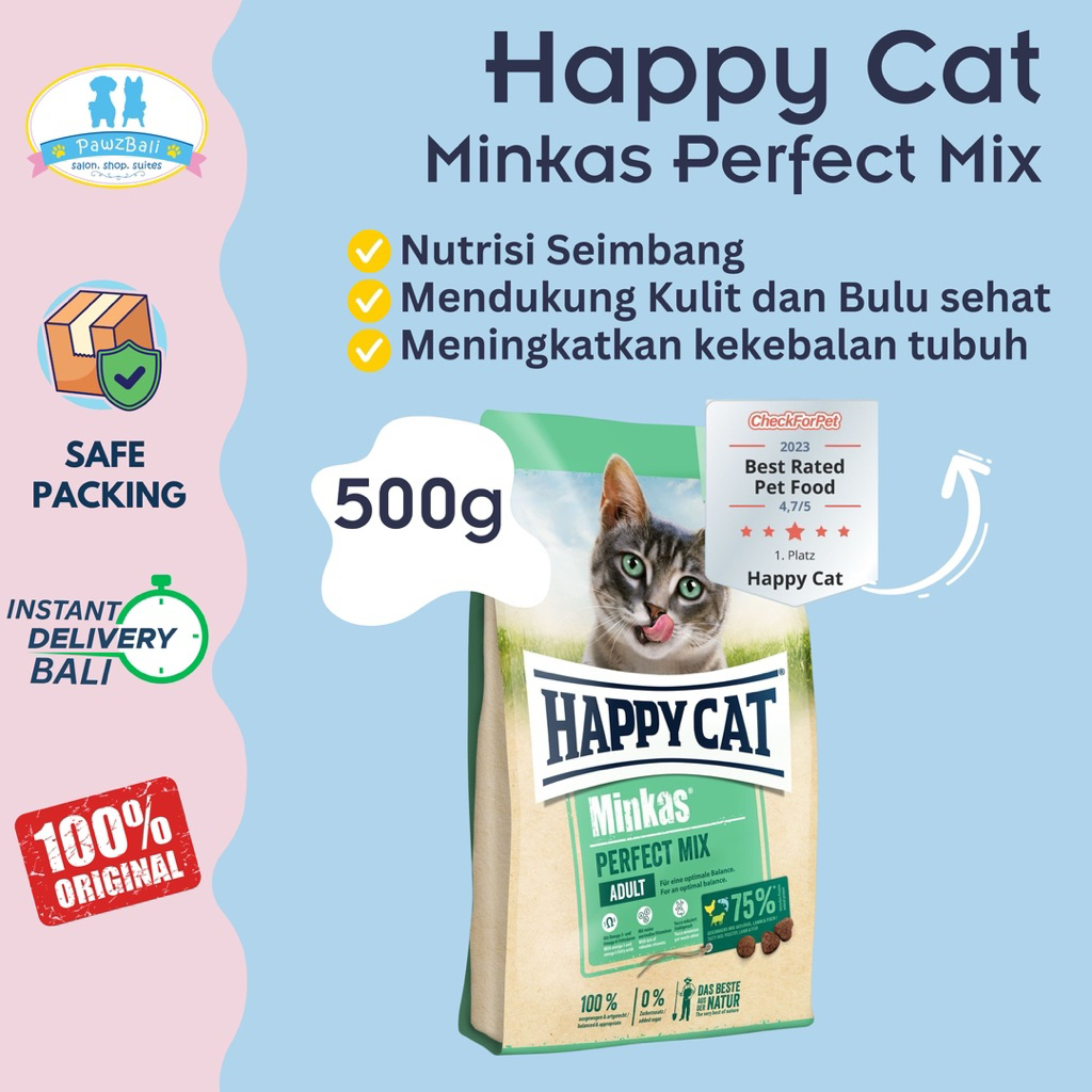 Jual Happy Cat Minkas Adult Perfect Mix Dry Food 500gr | Makanan Kering ...
