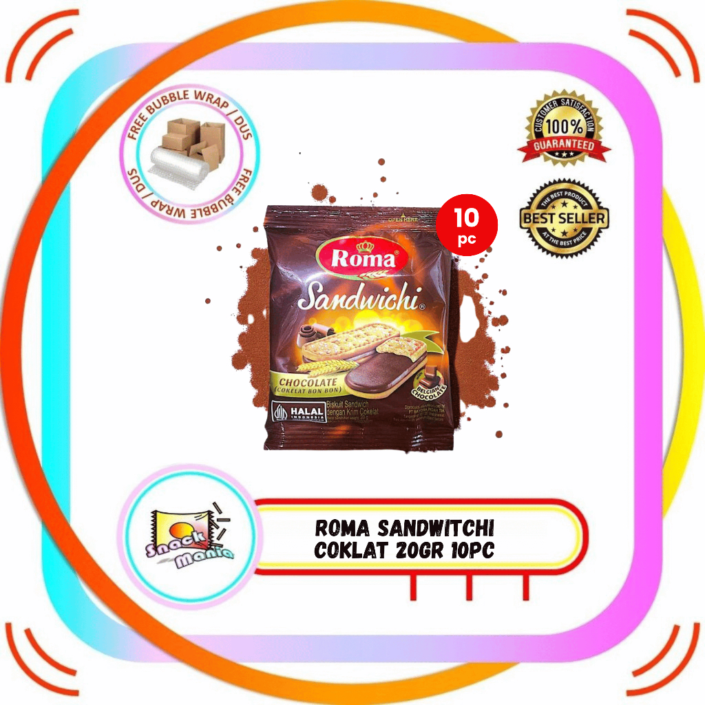 Jual Roma Sandwichi Biscuit Chocolate ~ 20 gr Isi 10 pcs Sachet Biskuit ...