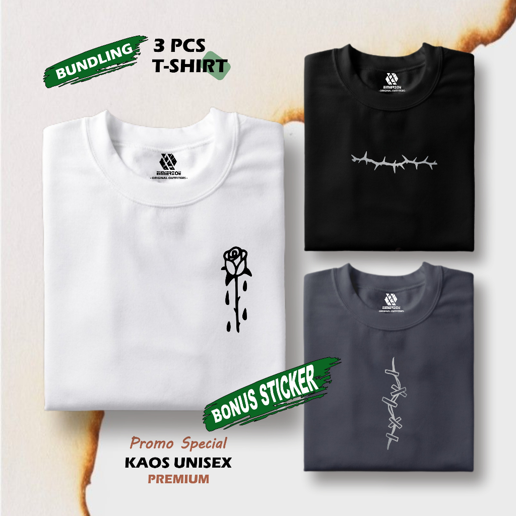 Jual Eimierzoe Buy 1 Get 3 Pcs Kaos Pria Distro Premium Cotton Combed ...