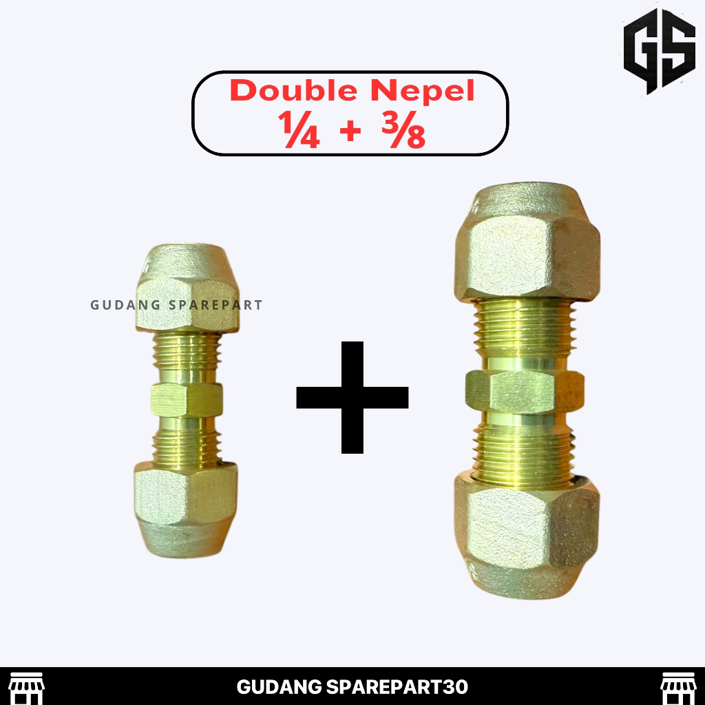 Jual Double Nepel Set 1/4 & 3/8 Untuk AC 1/2PK - 1PK ( Nut Nepel AC ...
