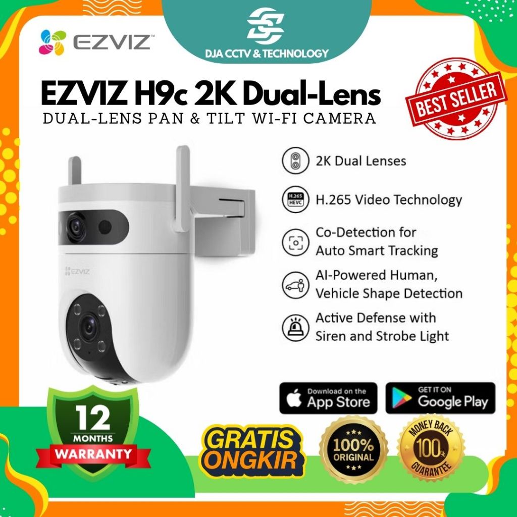 Jual EZVIZ H9C Dual-Lens 2K 3MP Smart Home Wifi Pan Tilt IP Camera CCTV ...