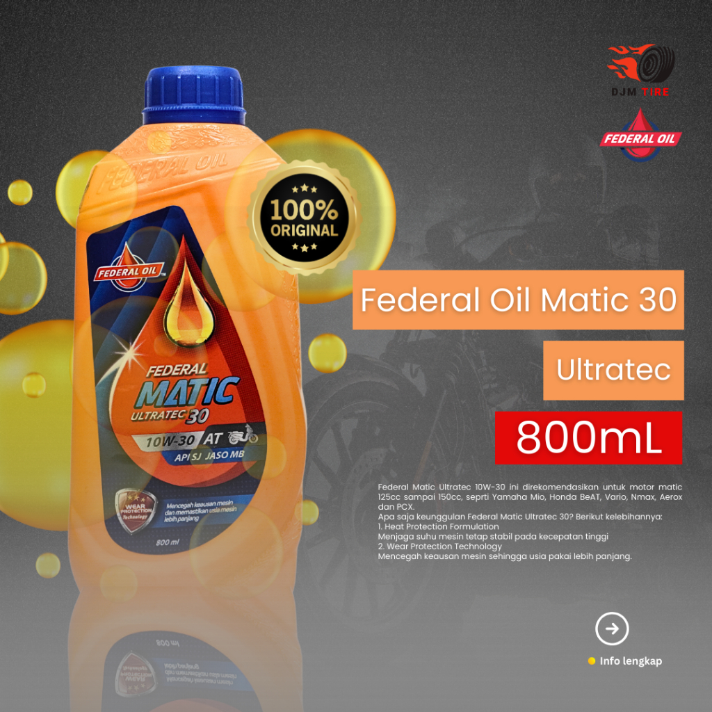 Jual OLI OIL FEDERAL MATIC ORANGE 800ML SYNTHETIC SPECIAL 10W - 30 API ...