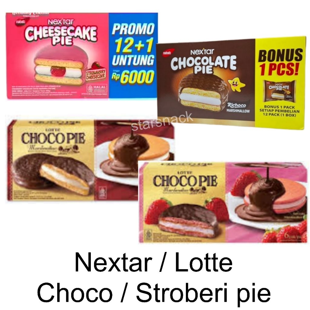 Jual Richeese Lotte Nextar Choco strawberry pie isi 12pc | Shopee Indonesia