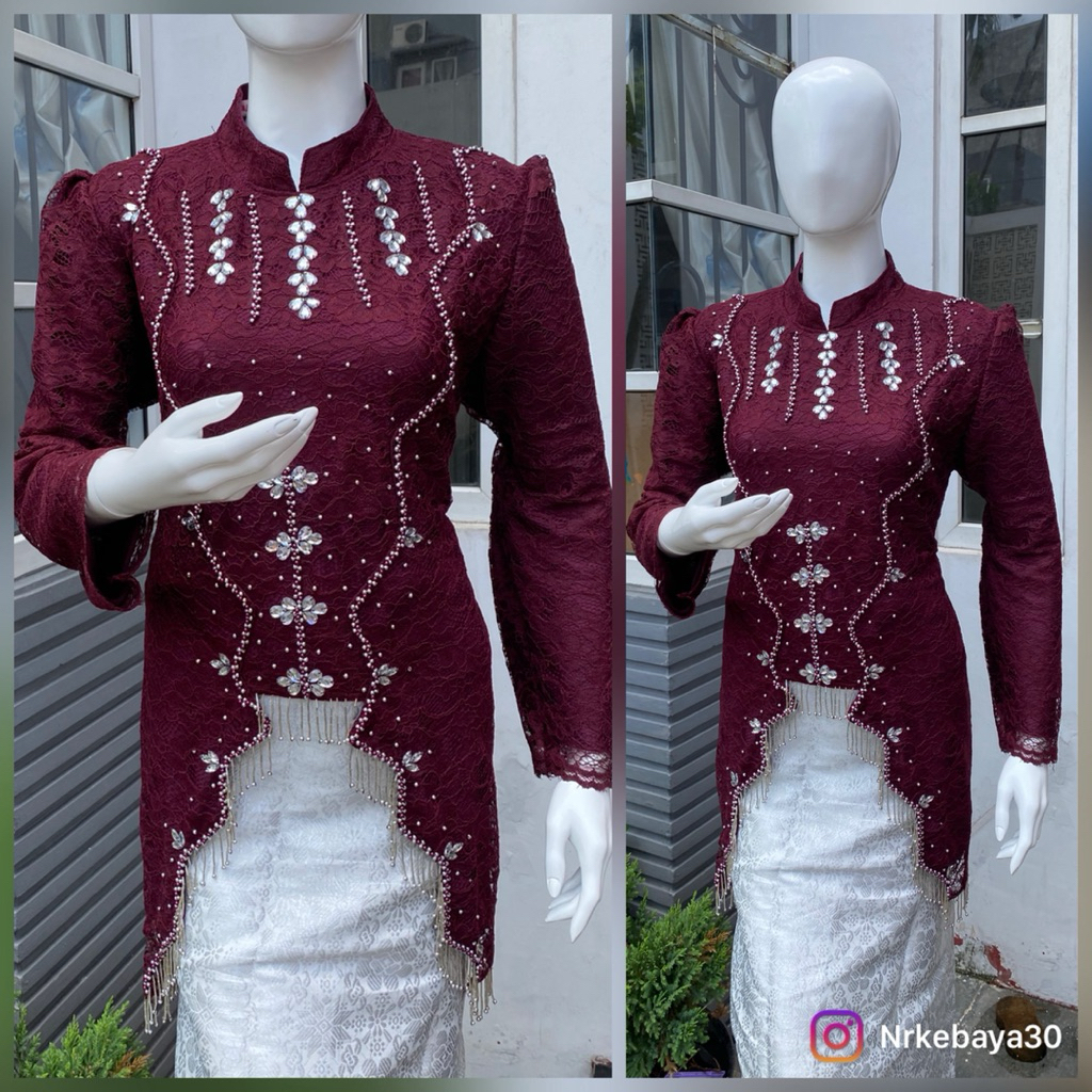 Jual KEBAYA NRKEBAYA30 Mikayla payet rumbai(BONUS KERUDUNG | Shopee ...