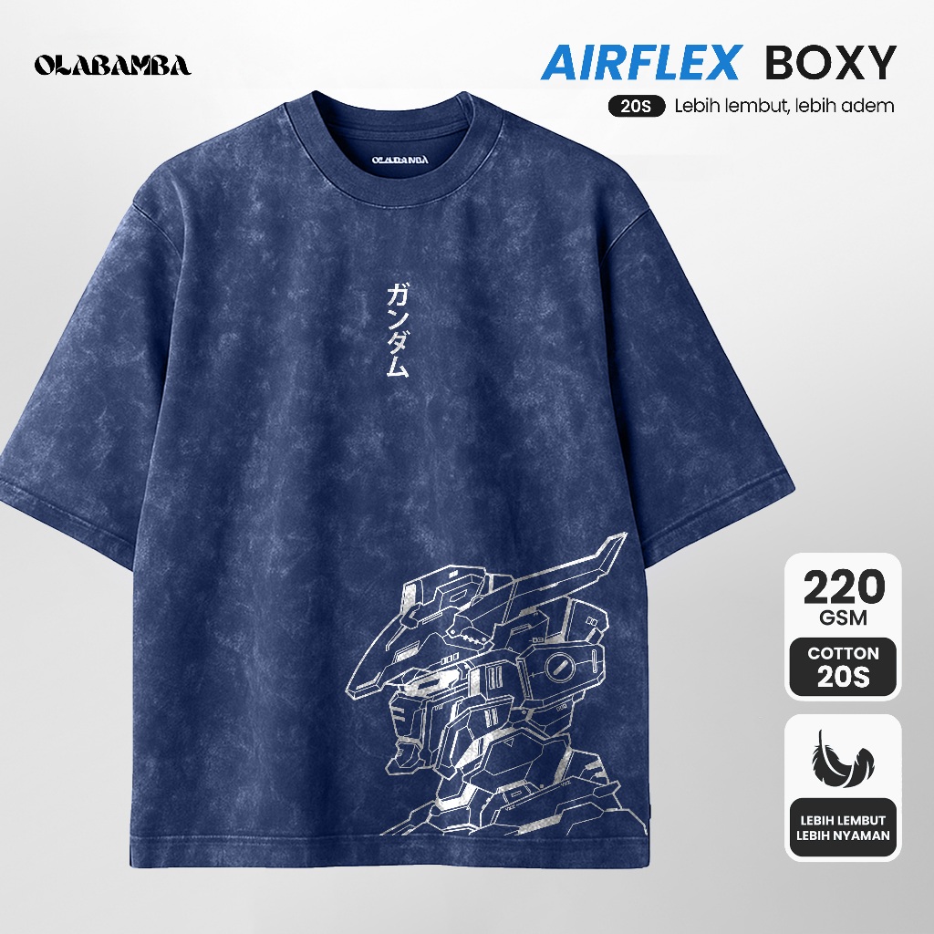 Jual OLABAMBA Kaos Oversize Boxy Washing T-shirt Gundam Art | Kaos ...