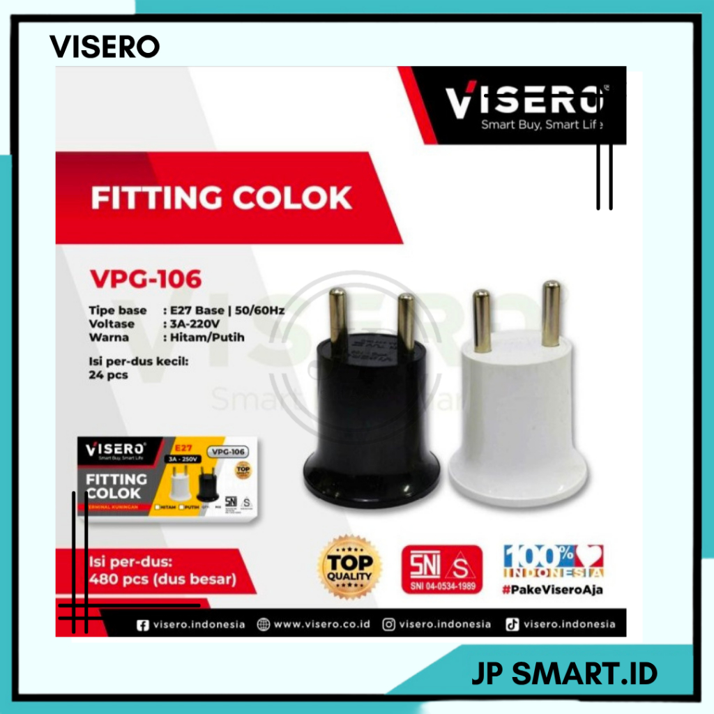 Jual Visero Fitting Lampu Otomatis Colokan Sambungan E27 Hitam Putih ...