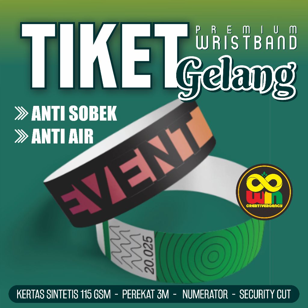 Jual Tiket Gelang Event Anti Air – Wristband Anti Sobek | Custom Nomor ...