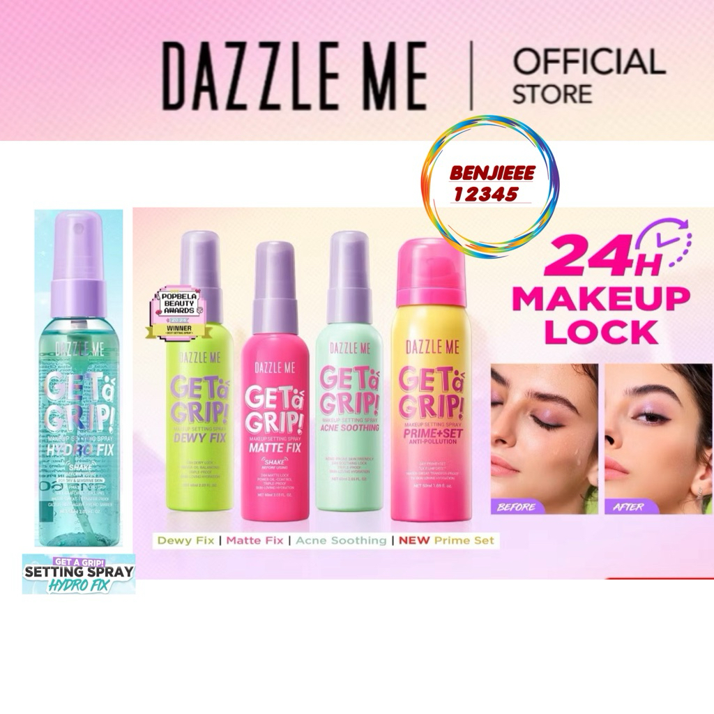 Jual DAZZLE ME Get a Grip! Makeup setting spray 60ml dewy matte fix ...