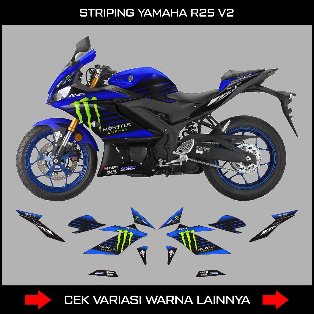 Jual STRIPING YAMAHA R25 V2 YZFV2/DECAL STICKER R25 V2 YZF V2 | Shopee ...