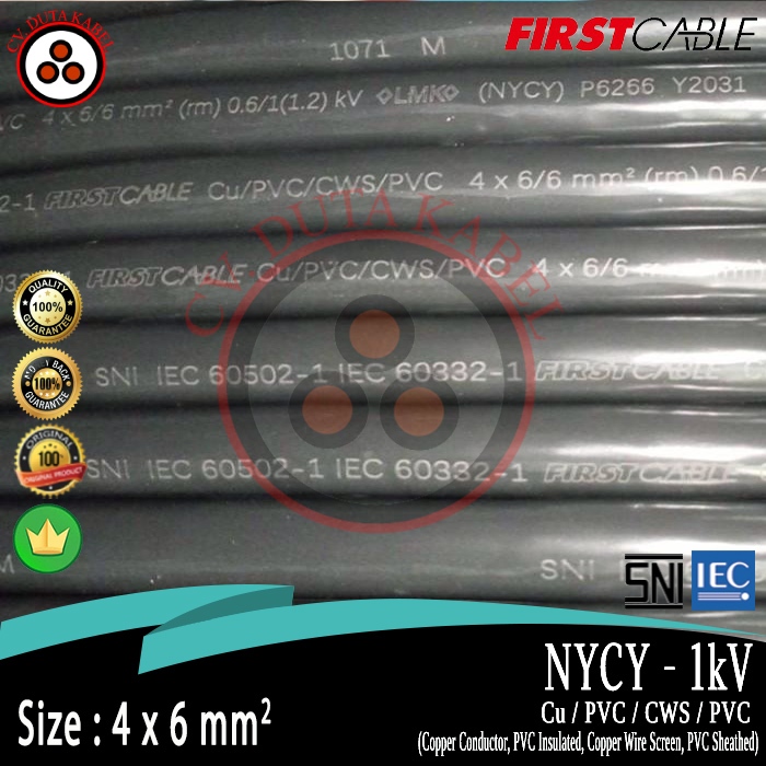 Jual Kabel NYCY 4x6 mm2 1kV MERK FIRST CABLE /4x6mm2/4 x 6 mm2/4x6 mm2 ...