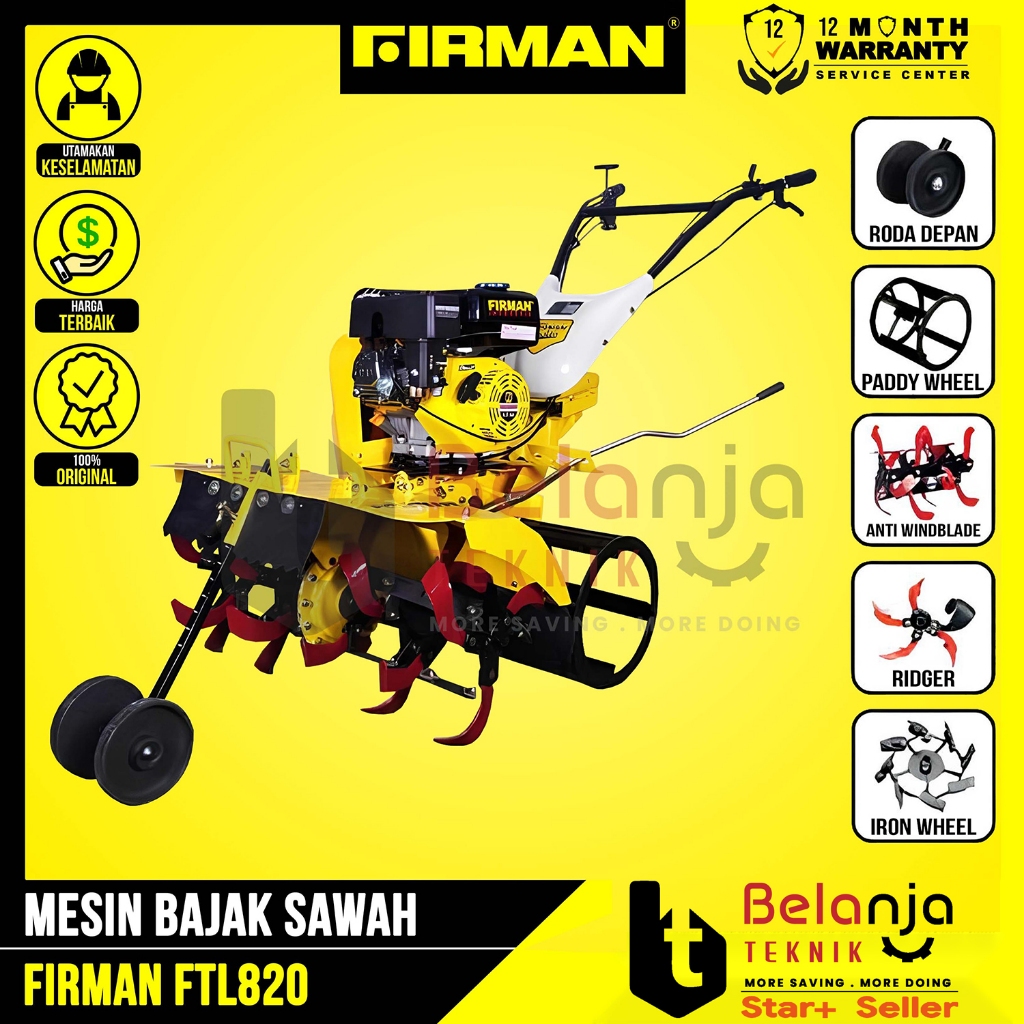 Jual Firman Mesin Bajak Sawah Basah Kering FTL820 DOUBLE GARDAN ...