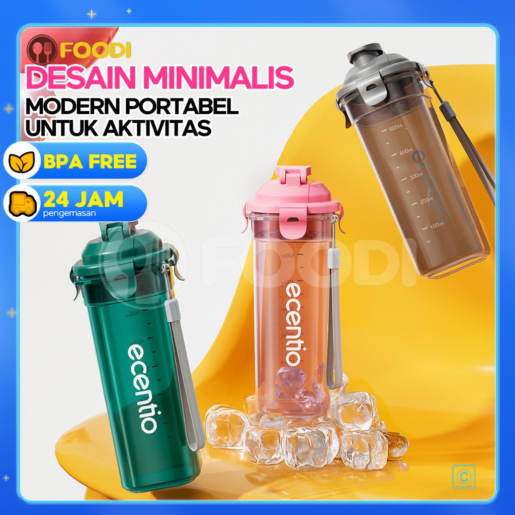 Jual ecentio & FOODI botol minum olahraga 500ml/750ml Botol Minum ...