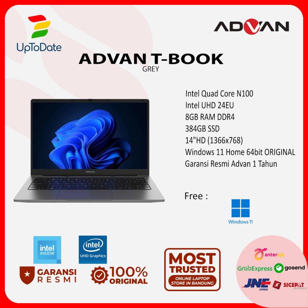 Jual Advan T-Book Intel Quad Core N100 8GB 128GB emmc + 256GB SSD 14 ...