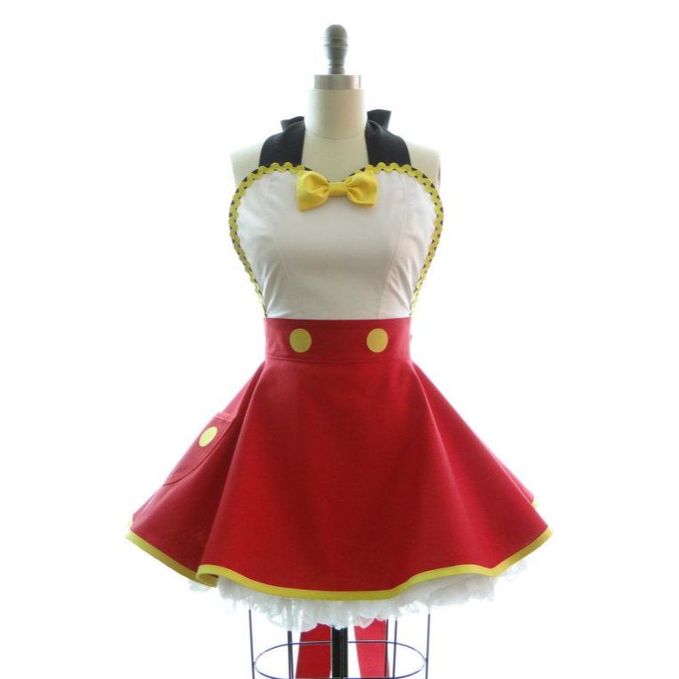 Jual Red and White Mickey character apron cosplay| Apron Celemek Disney ...