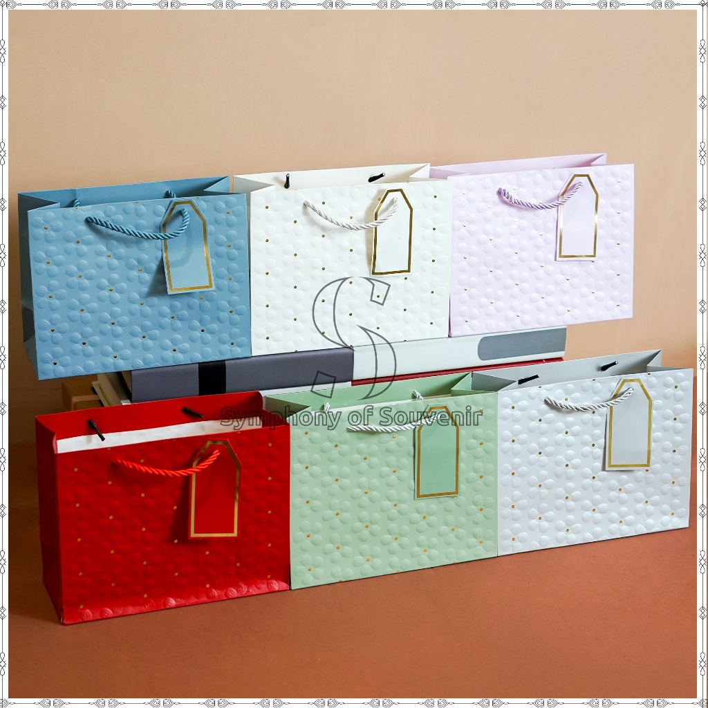 Jual SS - Premium Paper Bag Emboss Motif Bunga Horizontal Goodie Bag ...