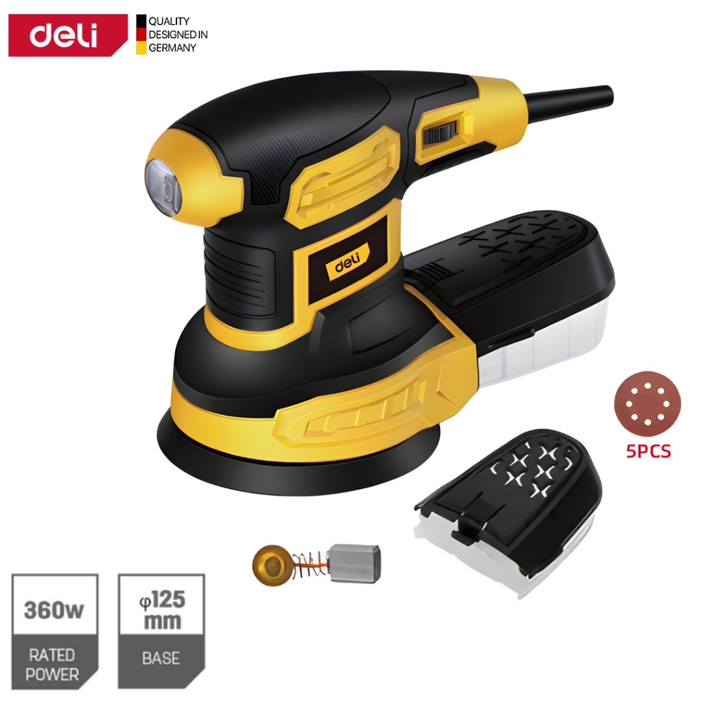 Jual Deli Mesin Amplas Bulat 125mm Listrik 360W EDL-SG125-E3 | Shopee ...