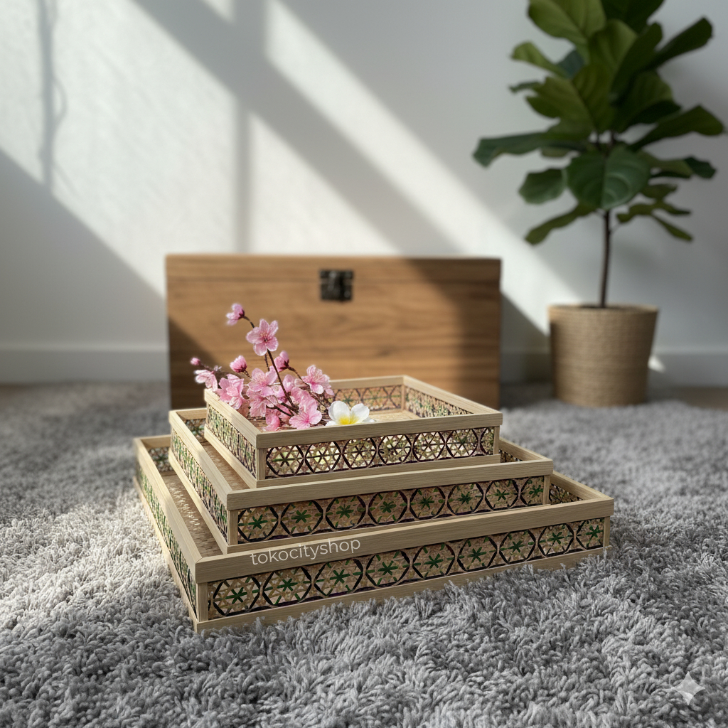 Jual Display Bambu Tampah /Tumpeng Anyaman Bambu Kotak - Nampan Bambu ...