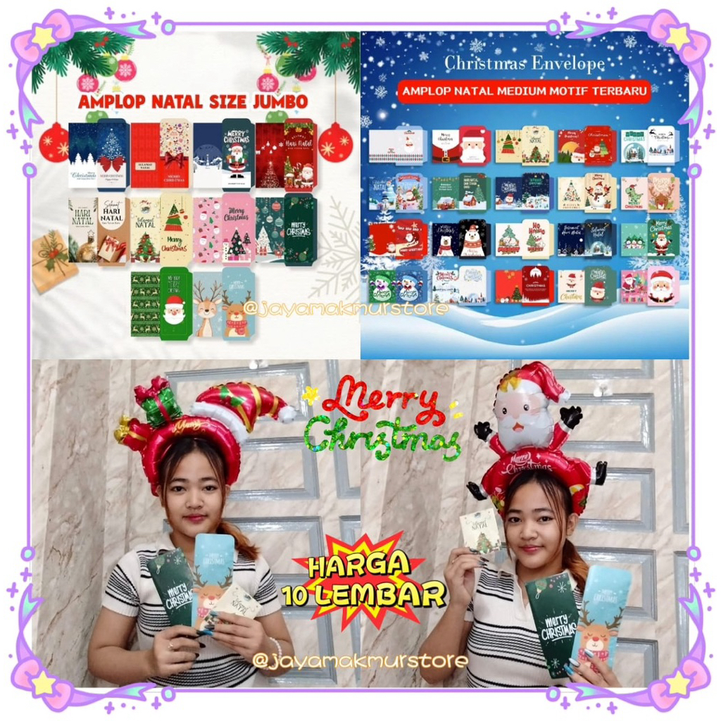 Jual (10PCS) ANG PAO NATAL TERBARU BELUM DILEM / AMPLOP NATAL SANTA ...