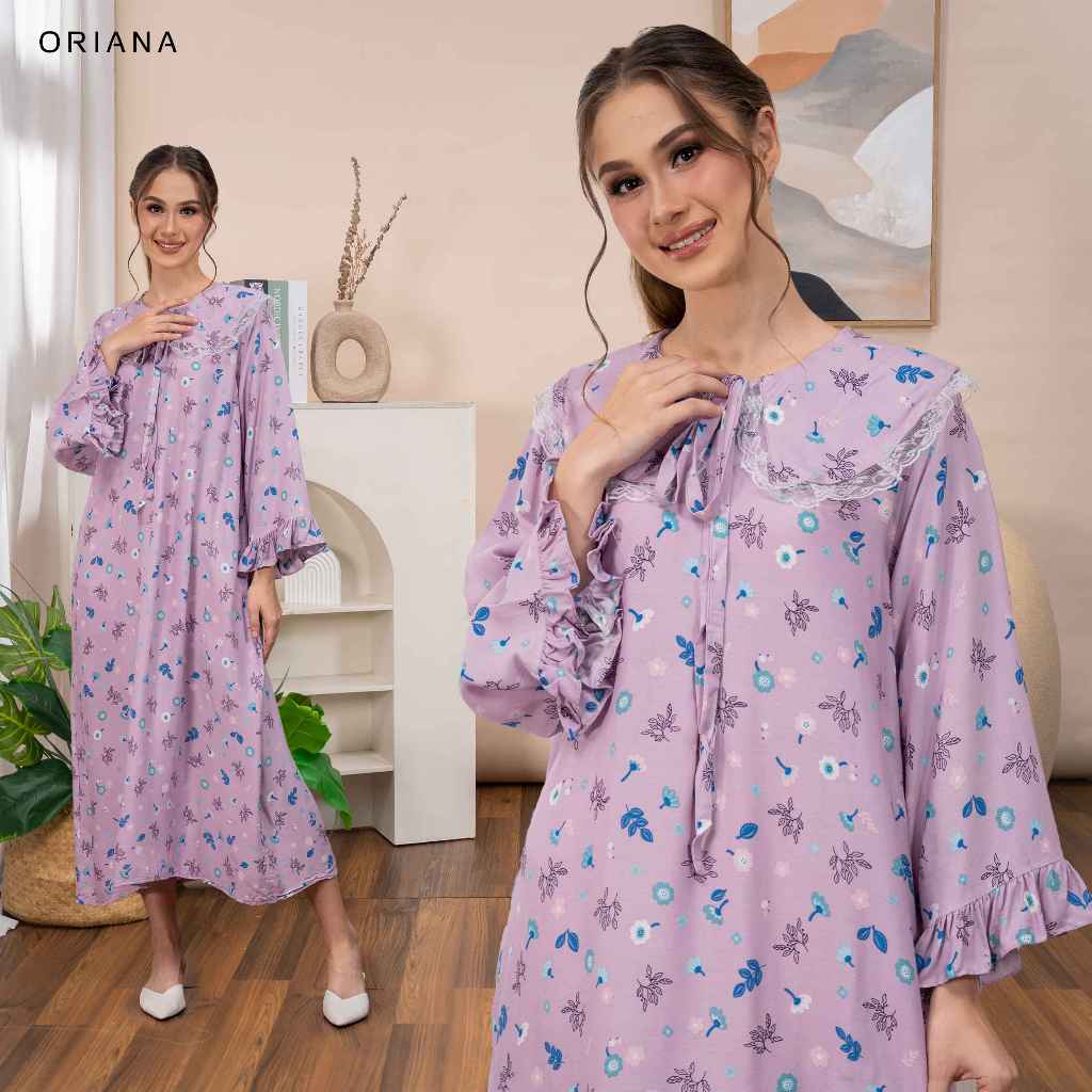 Jual Oriana Homewear Maxi Dress Daster Busui Kerah Renda Luisa Series ...