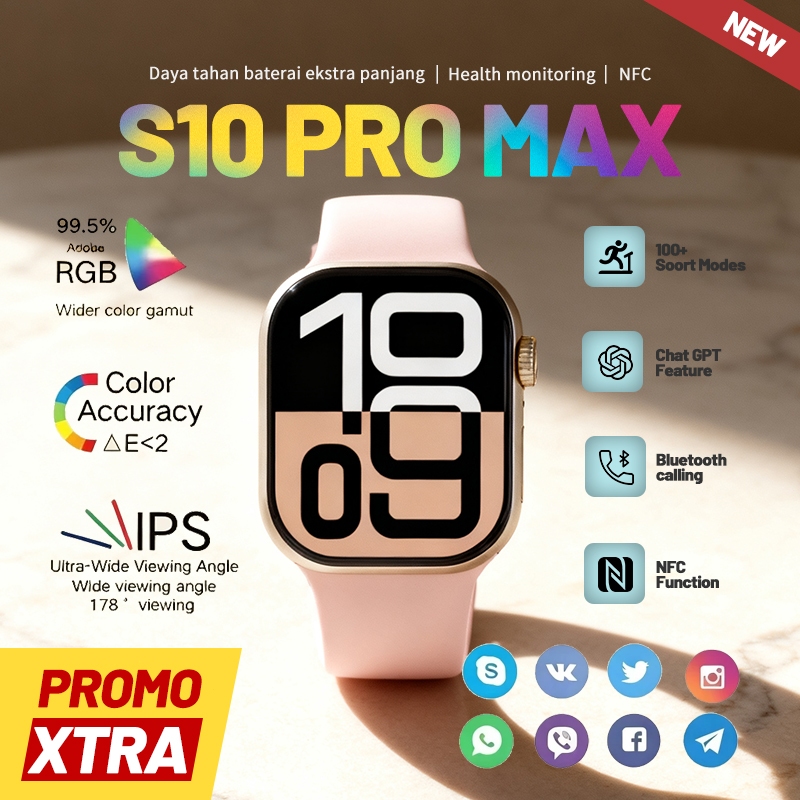 Jual New SmartWatch S10 Pro Max 2.3 Inci HD AMOLED Display GPS & NFC ...