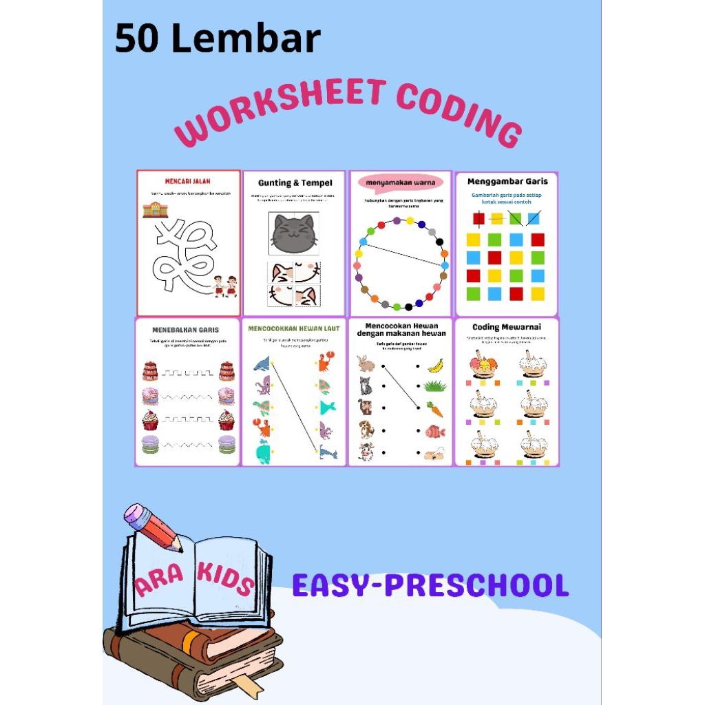 Jual Worksheet Coding Anak Lembar Kerja Aktivitas Belajar Anak Paud TK ...