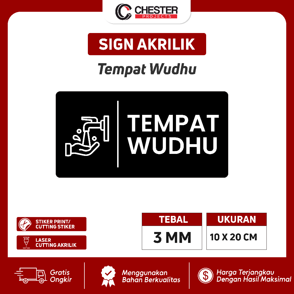 Jual Tempat Wudhu Sign Board Akrilik 3mm II Sign Board Minimalis ...