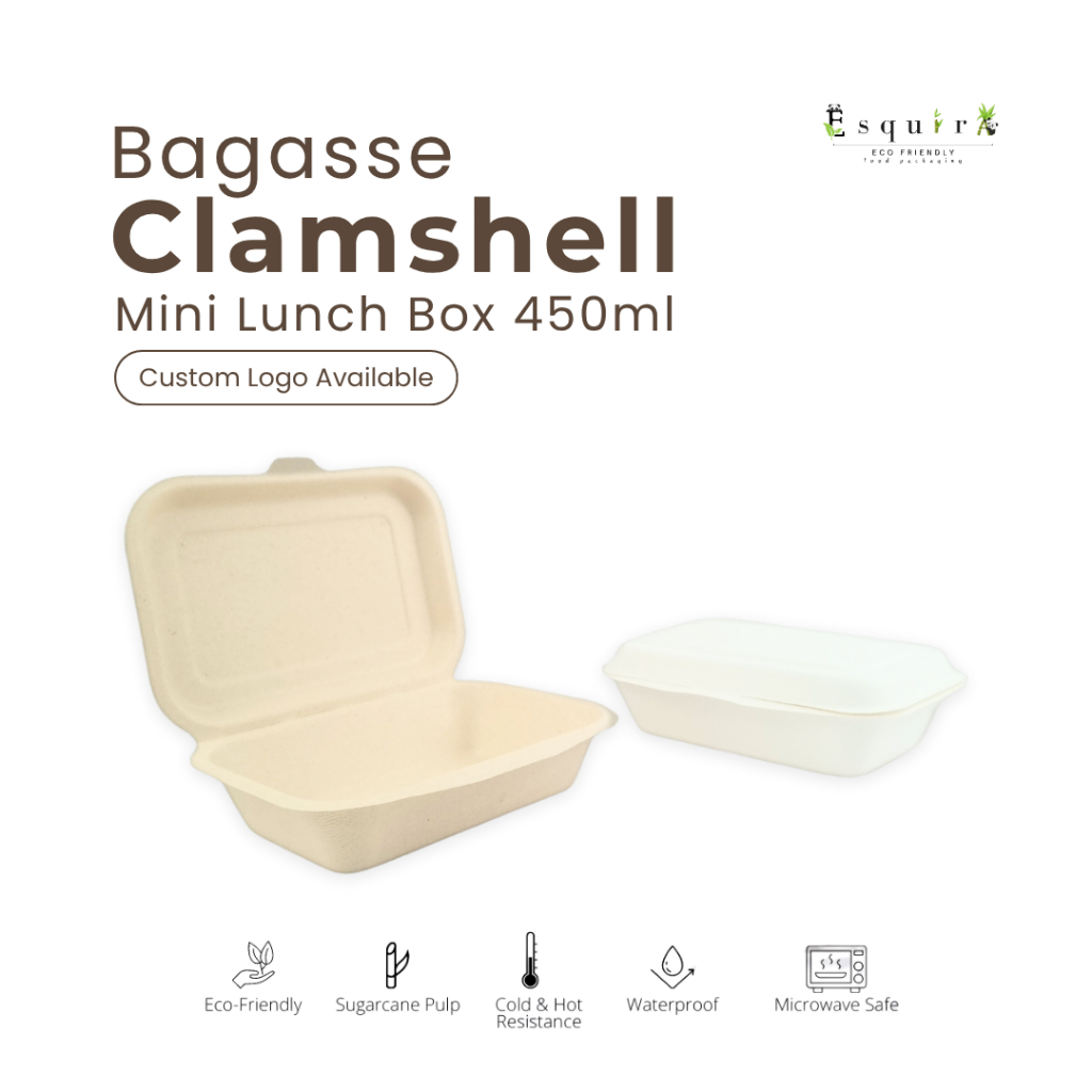 Jual (HEGO) Clamshell Bagasse / Mini Lunch Box / Packing makanan Serat ...