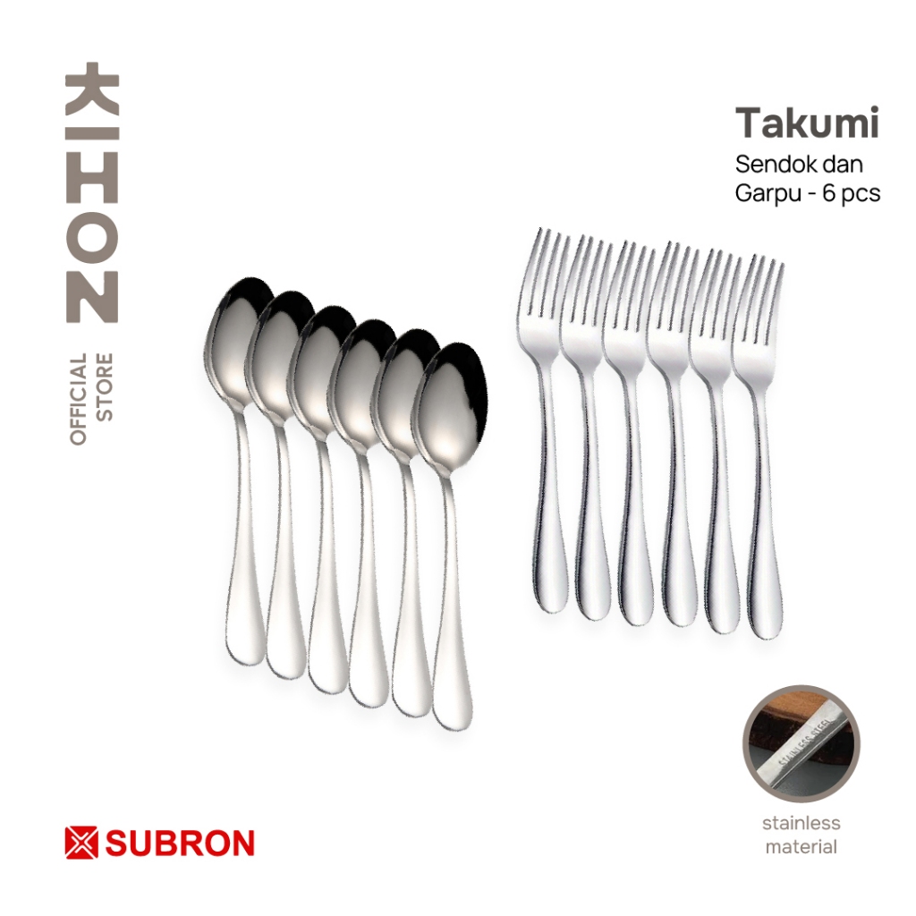 Jual KIHON TAKUMI Set Sendok Garpu Makan Stainless Steel 6 Pcs Paket ...