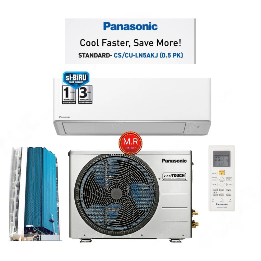 Jual AC PANASONIC LN-5AKJ SI-BIRU 1/2 PK 389W 5.000 Btu LOW WATT TURBO ...