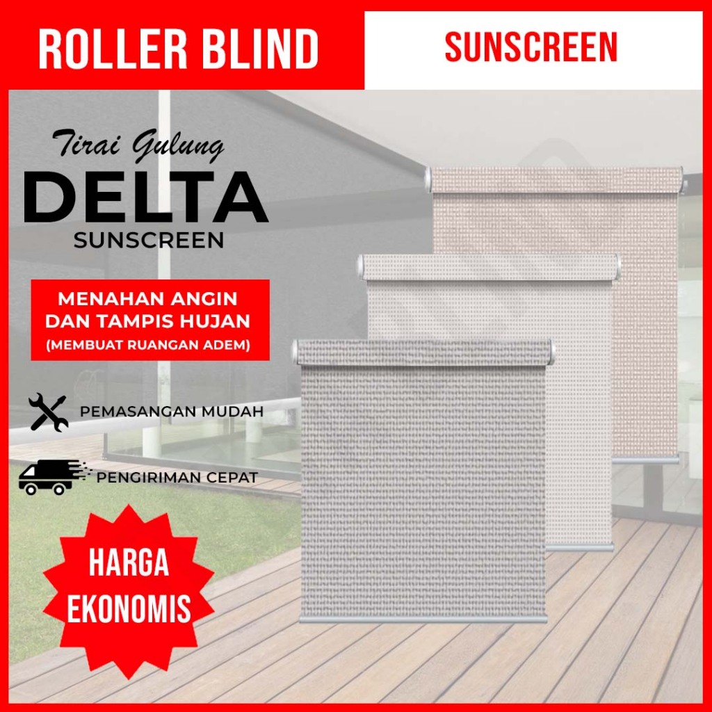 Jual Roller Blind Outdoor DELTA Sunscreen Ukuran Jadi Tahan Air Hujan ...