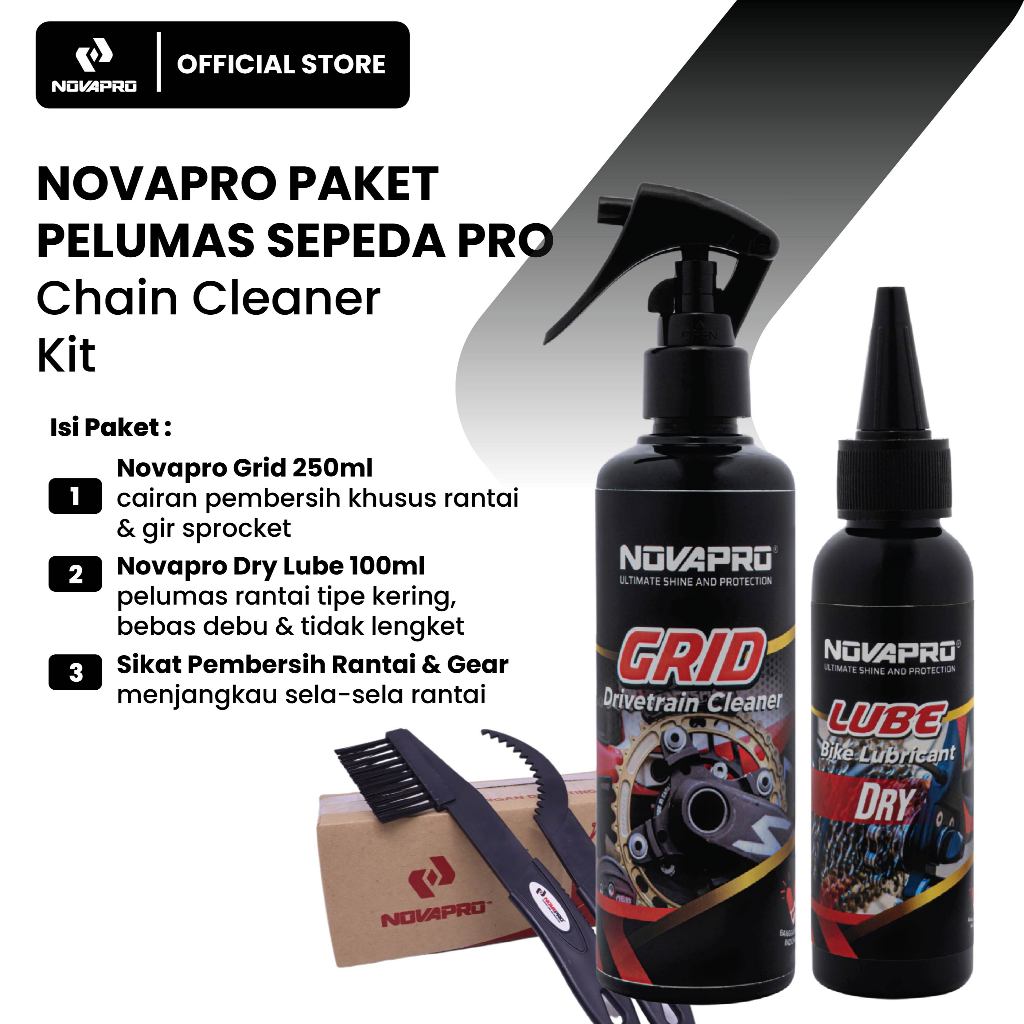 Jual Novapro Paket Pelumas Sepeda Pro Chain Cleaner Kit ( Grid, Dry ...