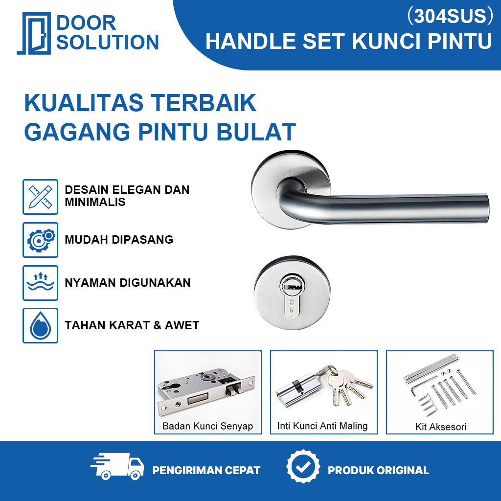 Jual Kunci Pintu Full Handle Set 24cm - Gagang Pintu Lurus Stainless ...