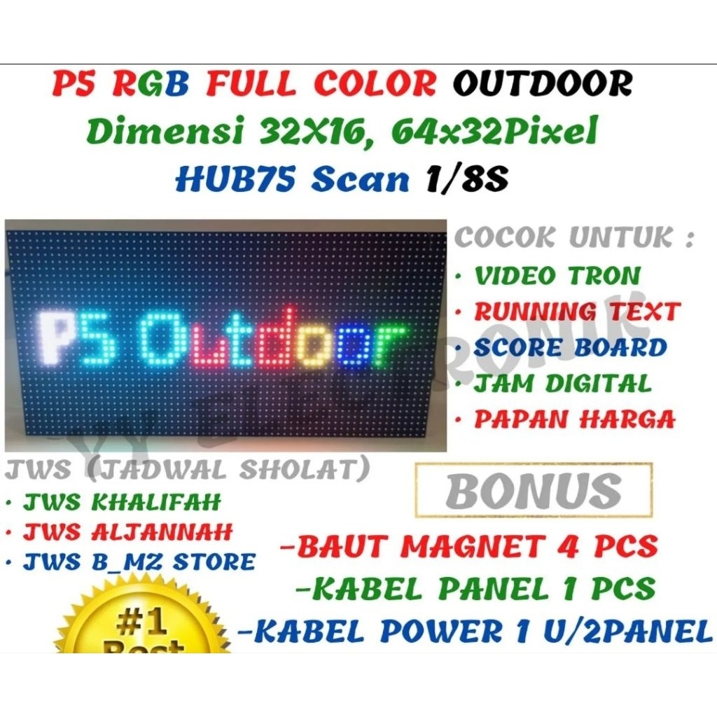 Jual Panel Module Led P5 RGB/Full Color Outdoor SMD Running Text ...