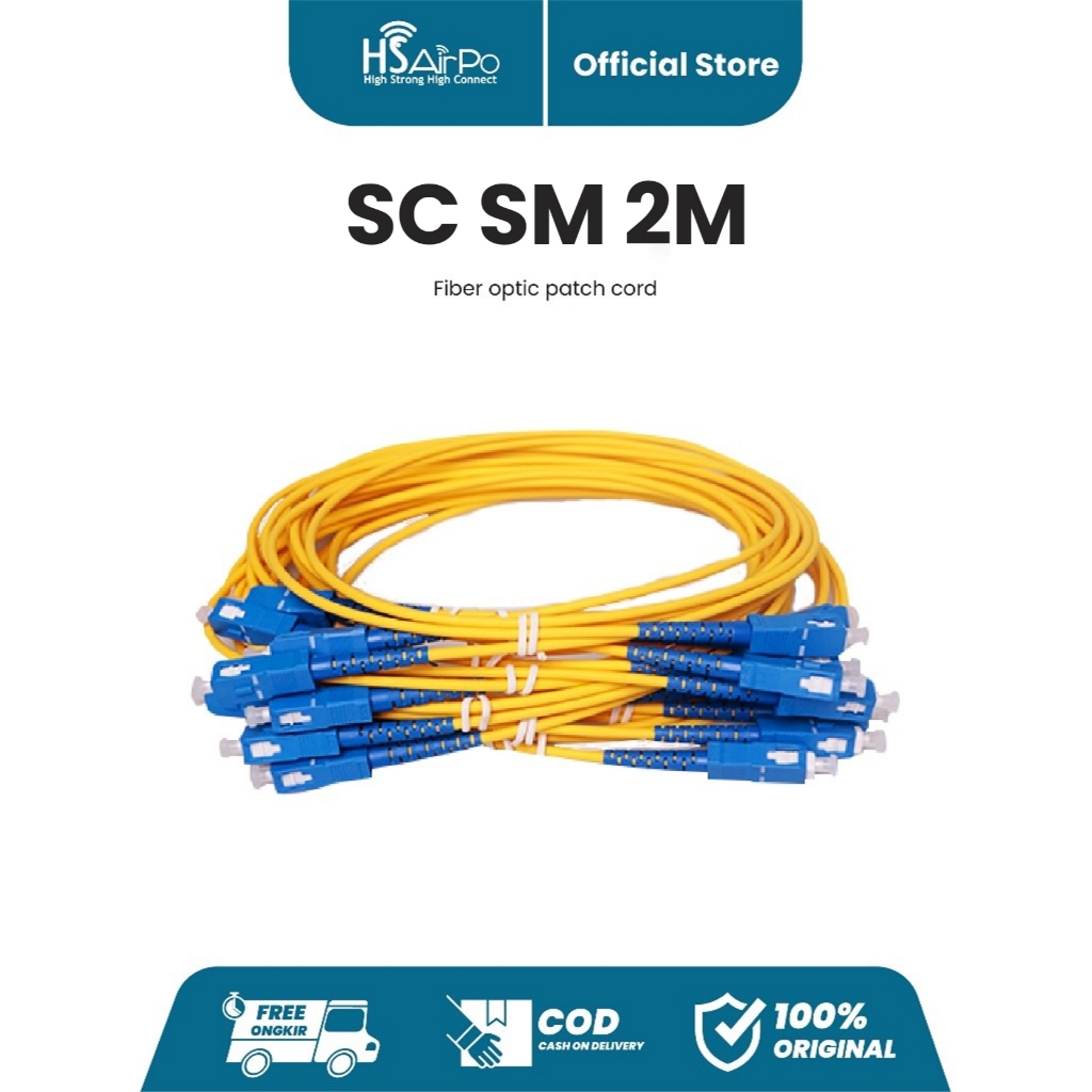 Jual HSAirPo Kabel Fiber Optic Patch Cord Warna Kuning 2M Patch Cord ...
