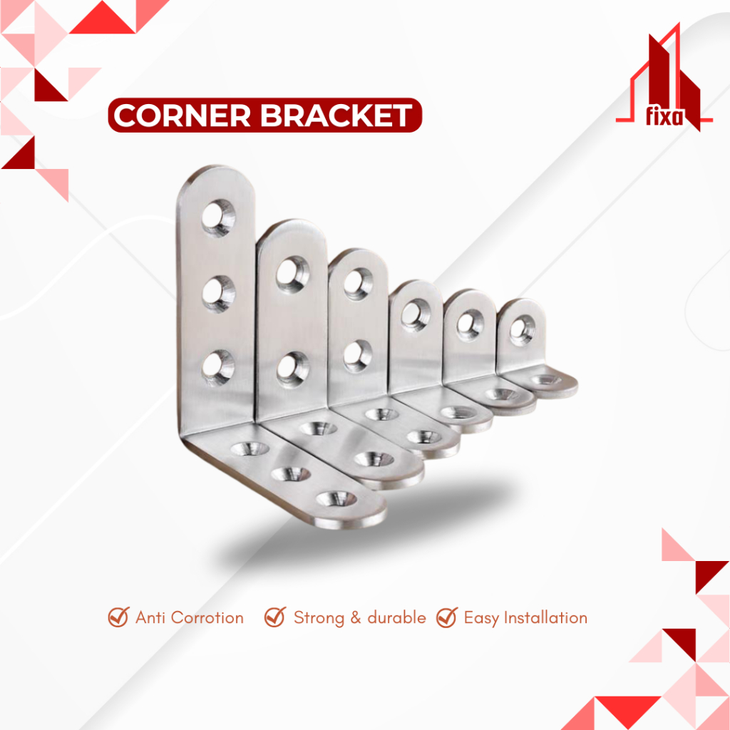 Jual FIXA Plat Siku L Siku Penyangga Rak Dinding Lubang Baja Corner ...