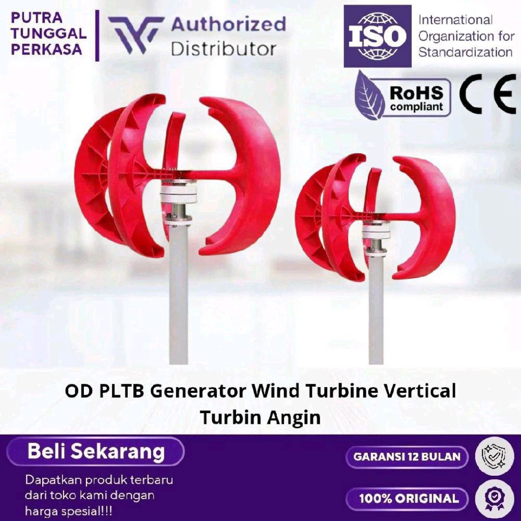 Jual OD PLTB Generator Wind Turbine Vertical 24V 300W Turbin Angin ...
