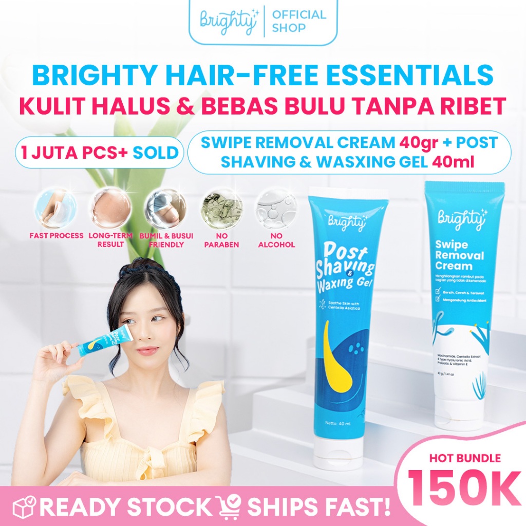 Jual Brighty Swipe Removal Cream X Post Shaving & Waxing Gel | Shopee ...