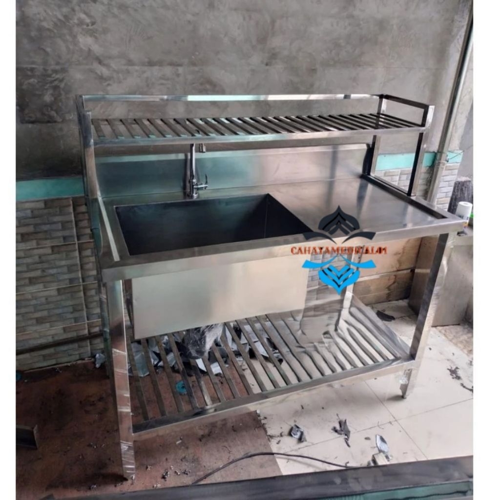 Jual Meja sink stainless / Meja sink dengan rak/ meja sink / meja ...