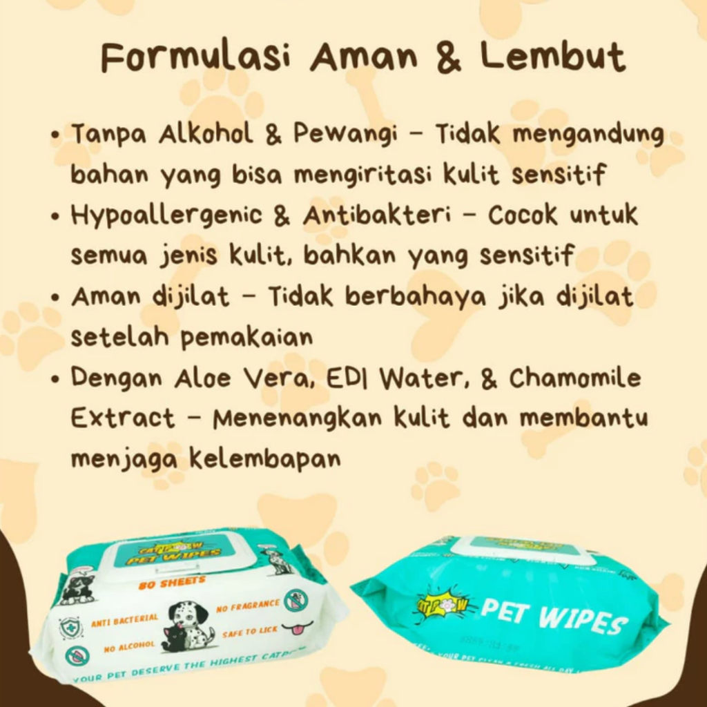 Jual CATPOW Pet Wipes 80 Sheets Tisu Basah Anjing Kucing Wet Tissue ...